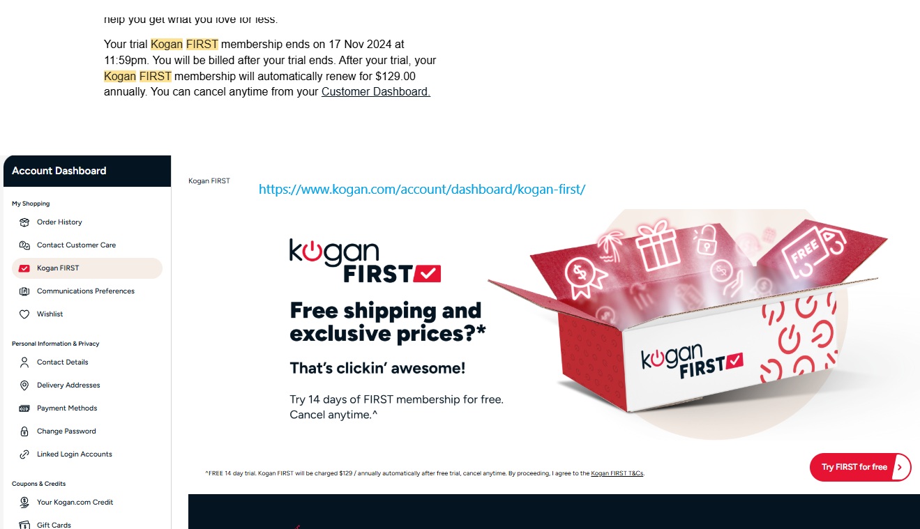 Kogan First trial period is a trap - Shopping - Community